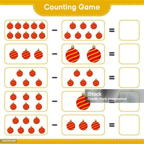 게임을 계산 크리스마스 공의 수를 계산하고 결과를 작성합니다 교육 어린이 게임 인쇄 워크 시트 벡터 일러스트레이션 0명에 대한 스톡 벡터 아트 및 기타 이미지 Istock