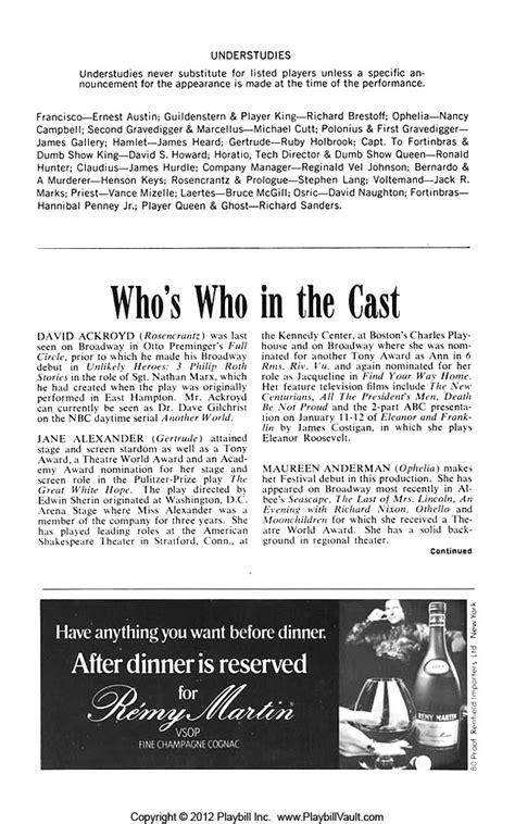 Hamlet Broadway Vivian Beaumont Theater 1975 Playbill