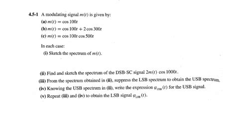 Solved A Modulating Signal M T Is Given By A M T Chegg