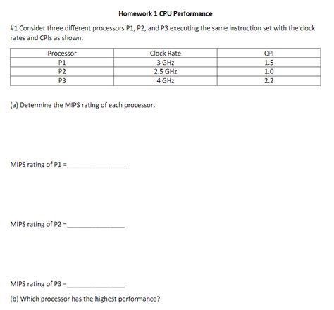 Solved 1 Consider Three Different Processors P1 P2 And P3