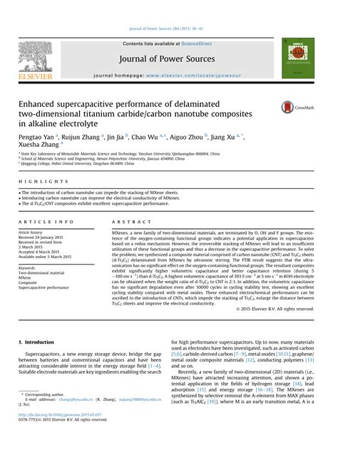 Pdf Enhanced Supercapacitive Performance Of Delaminated Two Dimensional Titanium Carbide