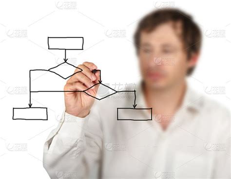 男人绘制流程图