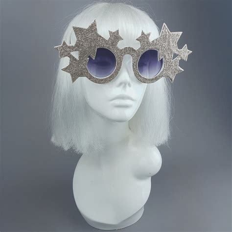Bright Star Gold Glitter Stars Sunglasses Pearls And Swine