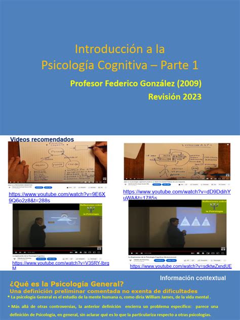 Introducción A La Psicología Cognitiva Parte 1 Pdf Mente Mente