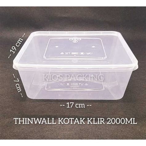 Thinwall Klir 2000ml Kotak Makan Plastik 2000 Ml Klir Square Sq 25set