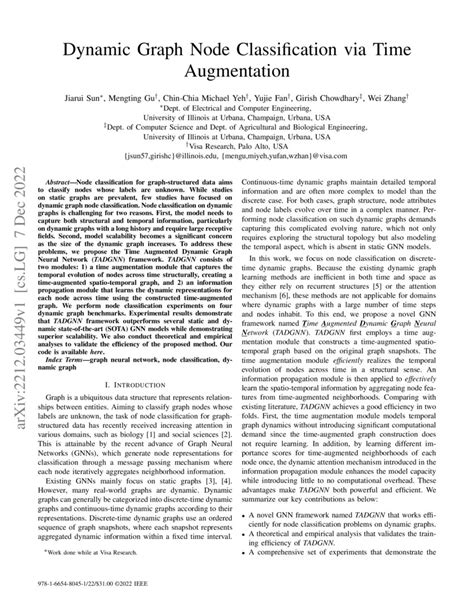 Dynamic Graph Node Classification Via Time Augmentation Deepai