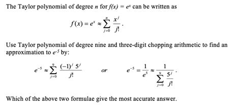 Solved The Taylor Polynomial Of Degree N For F X Ex Can