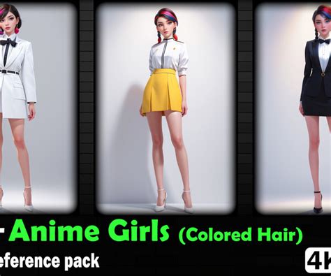 Artstation 200 Anime Girls Colored Hair Images Reference Pack 4k