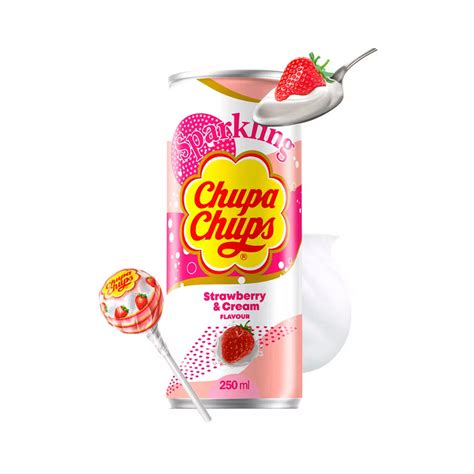 Chupa Chups Sparkling Strawberry And Cream Drink 250ml