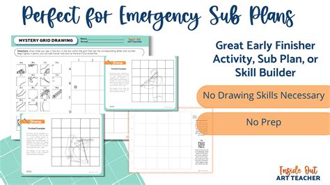 Music Theme Easy Sub Plan Mystery Grid Violin Drawing