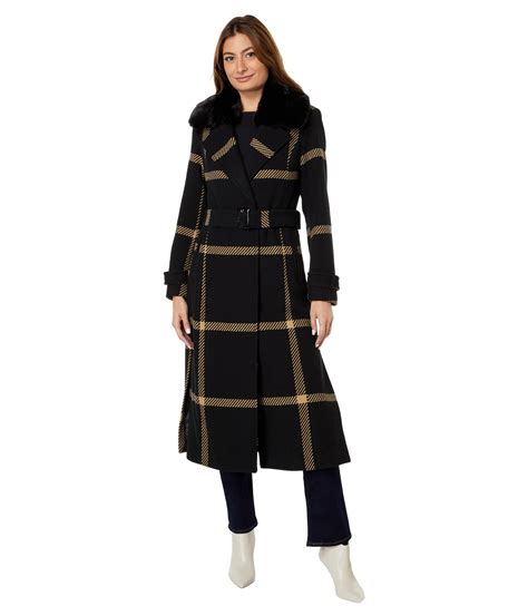 Vince Camuto Plaid Wool Coat V22767b In Black Lyst