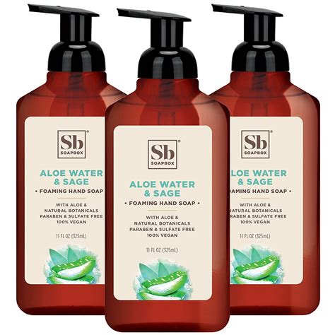 Soapbox Foaming Hand Soap Aloe Water And Sage 11oz Pump Bottles 3 Ct