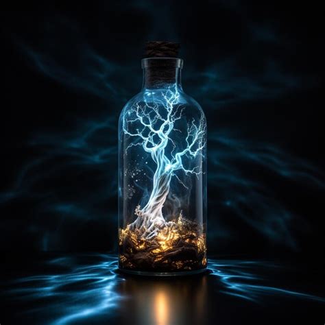 Premium Photo Lightning In A Bottle A Black Background