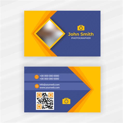 Front And Back View Of Business Card Or Visiting Card Design For Photographer Vector
