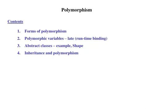 Ppt Polymorphism Powerpoint Presentation Free Download Id346732