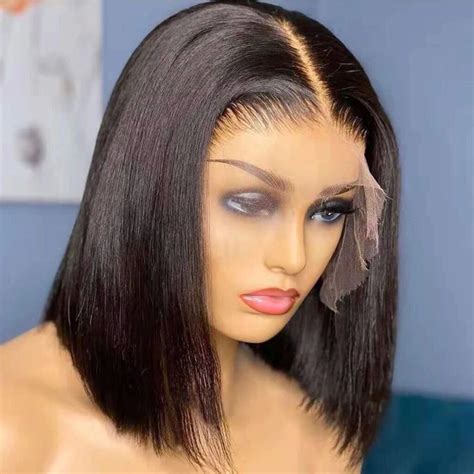 Straight Human Hair Lace Front Short Bob Wigs Tinashehair