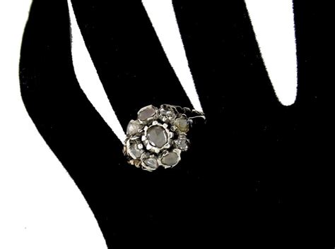 Georgian Rose Cut Diamond Cluster Ring 180D The Antique Jewellery