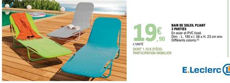 Promo Bain De Soleil Pliant Parties Chez E Leclerc ICatalogue Fr