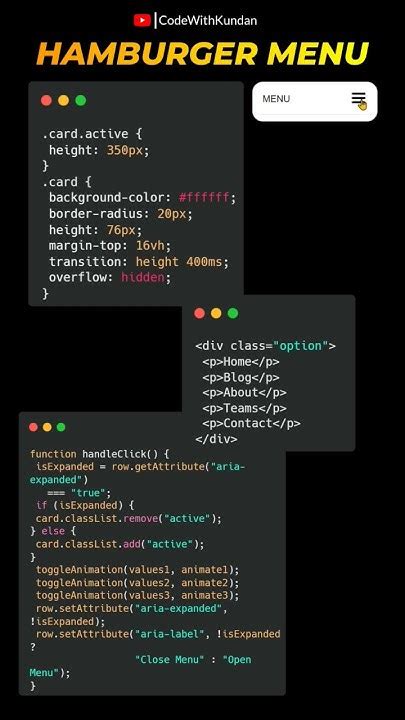 Hamburger Menu Html5 Css3 Javascript Webdeveloper Webdevelopment