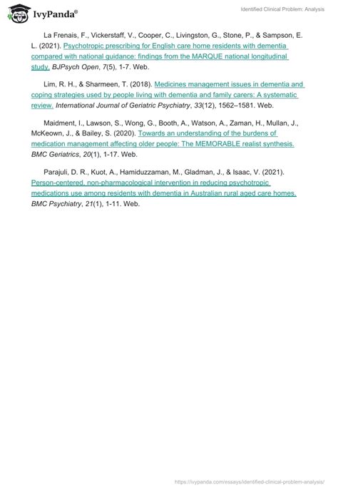 Identified Clinical Problem Analysis 285 Words Critical Writing