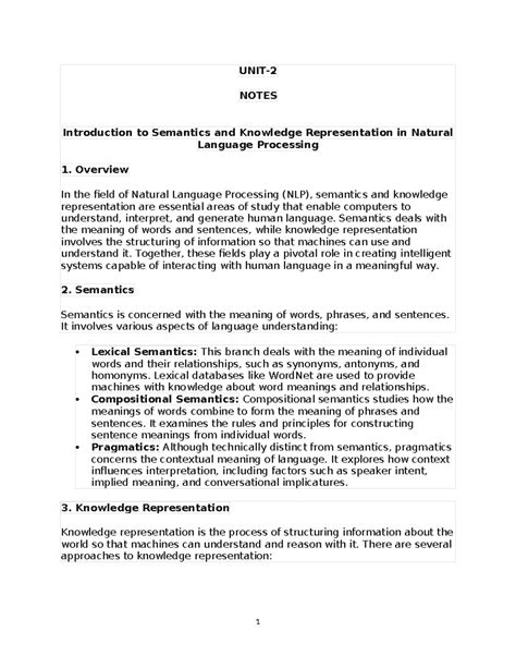 Unit 2 Nlp Unit Notes Introduction To Semantics And Knowledge