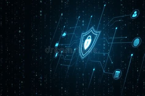 Glowing Padlock Shield With Digital Coding On Dark Backdrop Safety