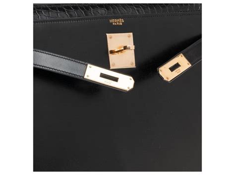 Sublime et unique création Sac Hermès Kelly 28 sellier bandoulière en