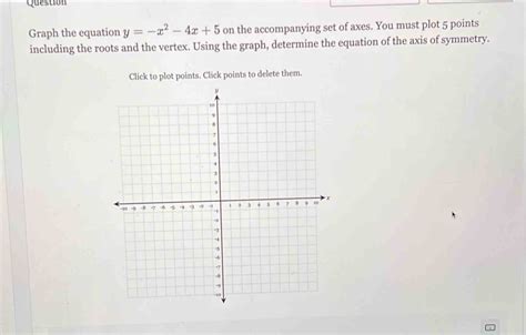 Solved Question Graph The Equation Y X2 4x5 On The Accompanying Set