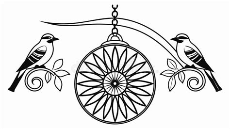 Decorative Birds With Ornate Compass Rose And Chains Vector Design