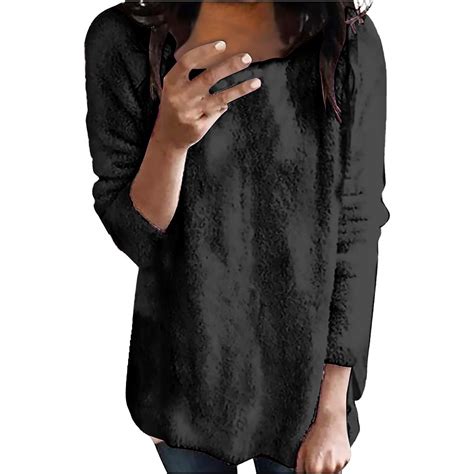 Crewneck Sweatshirts Clearance Weikingp Crew Neck Plush Top Long