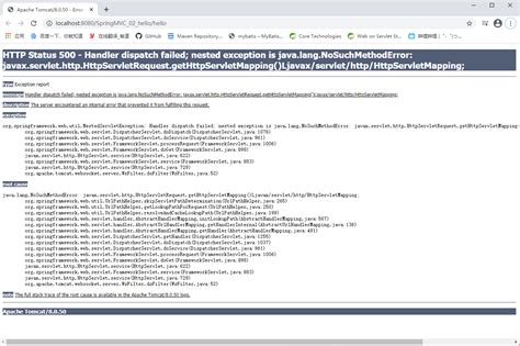 Status 500 Handler Dispatch Failed； Nested Exception Is Javalangnosuchmethoderror