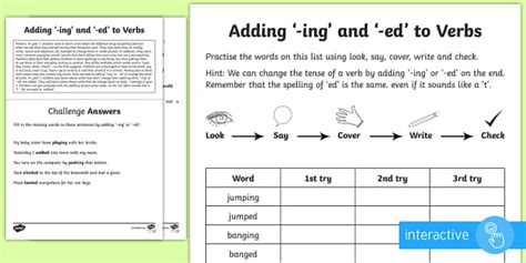 Spelling Adding Ing And Ed To Verbs Ages 5 6 Twinkl