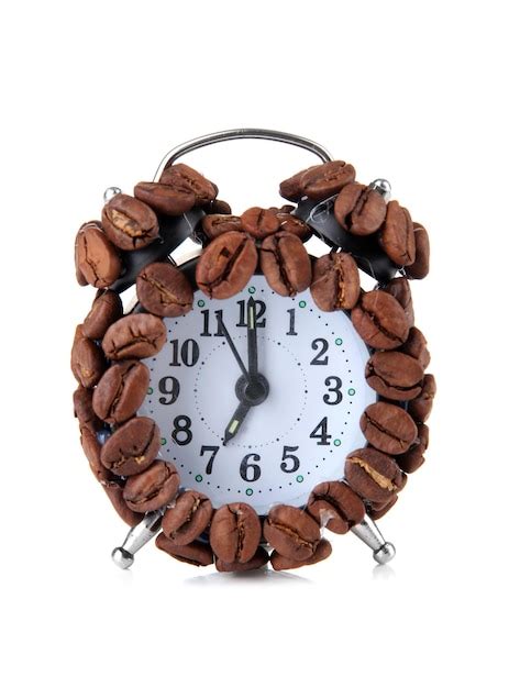 Premium Photo Alarm Clock Of Coffee Beans Isolated On White
