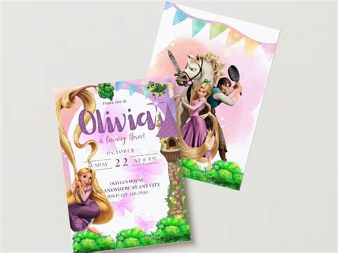 Editable Rapunzel Birthday Invitation Princess Birthday Invitation