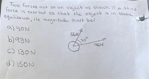 solved two forces act on an object as shown if a third