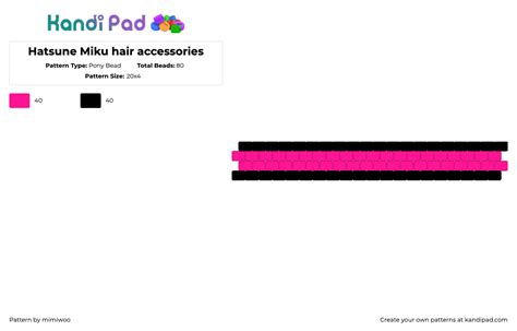 Hatsune Miku Hair Accessories Pony Bead Pattern Kandi Pad Kandi Patterns Fuse Bead Patterns