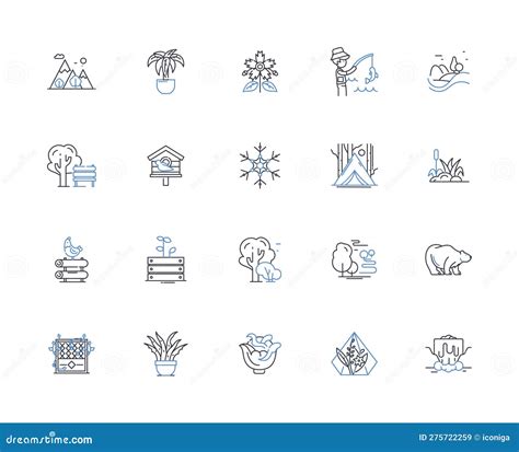 Ecosystem Line Icons Collection Biodiversity Habitat Sustainability Keyst Interdependence