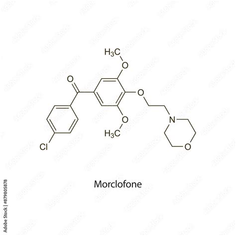 Morclofone Flat Skeletal Molecular Structure Antitussive Drug Used In