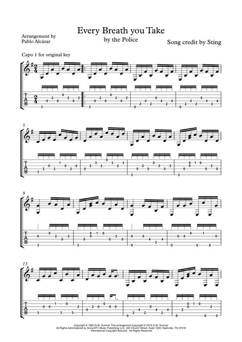 Every Breath You Take Arr Pablo Alcázar By The Police Sheet Music
