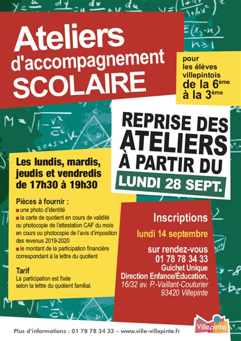 Reprise Des Ateliers D Accompagnement Scolaire Ville De Villepinte