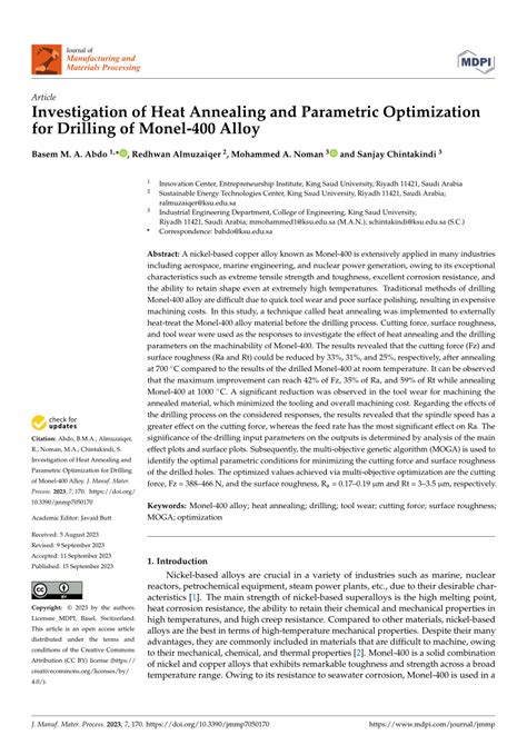 Pdf Investigation Of Heat Annealing And Parametric Optimization For