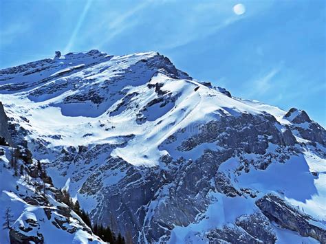 Snowy Alpine Mountain Peak Sex Rouge Or Scex Rouge Located In A