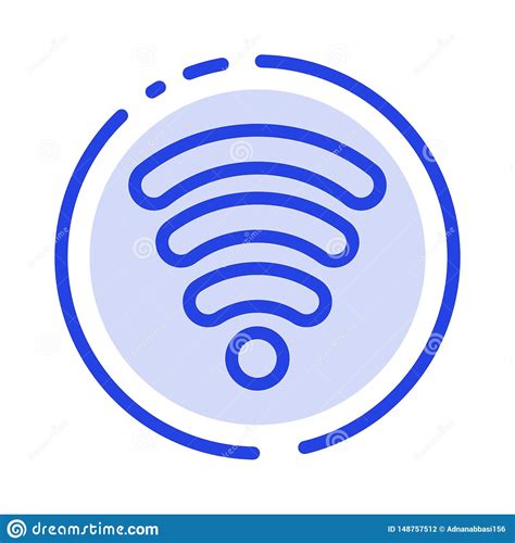 Wifi Services Signal Blue Dotted Line Line Icon Stock Vector Illustration Of Concept Design