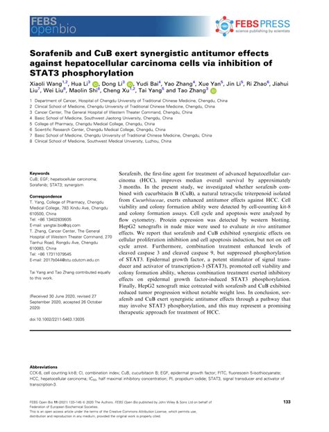 Pdf Sorafenib And Cub Exert Synergistic Antitumor Effects Against