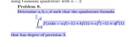 Solved Using Gaussian Quadrature With N Problem Chegg