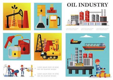 Плоский состав нефтяной промышленности с буровой установкой