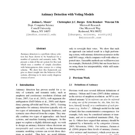 Animacy Detection With Voting Models Acl Anthology