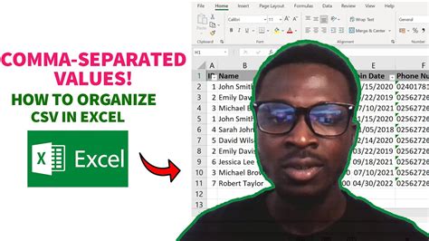 Organizing Comma Separated Values In Excel Youtube