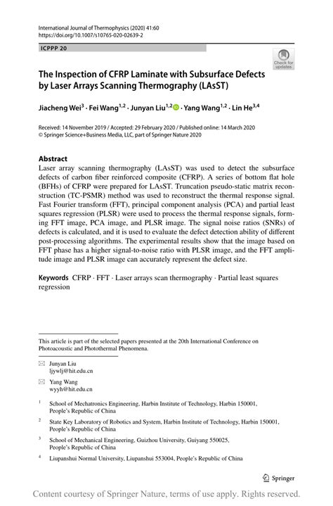 the inspection of cfrp laminate with subsurface defects by laser arrays