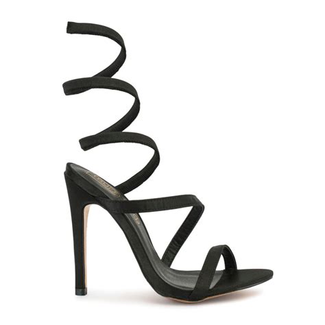 Buy Truffle Collection Black Stiletto Wrap Around Leg Sandals Online